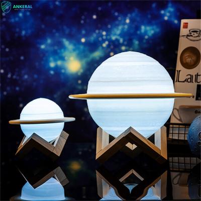 China Ankeral 3D Printing Saturn Light With Wooden Stand Best Decoration Gifts For Kids for sale