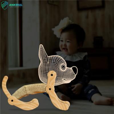China Creative Dog Design 3D Wooden Folding Night Light Best Wooden Desk Lamp for Kid’s Room Decor for sale