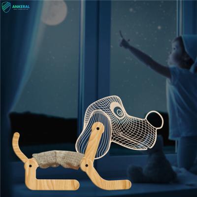 China Creative Dog Design 3D Wooden Folding Night Lamp for sale