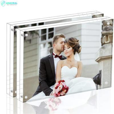 China Clear Desktop Display Acrylic Table Picture Frames High Quality 10mm 20mm Thickness Desk Frame for sale