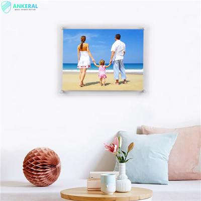 China Buy Cheap Price Acrylic Wall Picture Frames 100% High Purity Hanging Floating Photo Frame for Home Decor for sale