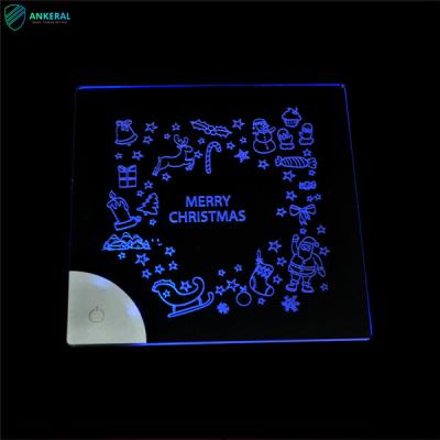 China Popular Customized Laser Logo LED Luminous Name Card RGB 7 Colors Changing for sale