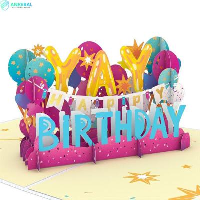 China Birthday Celebration Pop-up Cards Best Happy Birthday Gift 3D Pop Up Card for Teens for sale