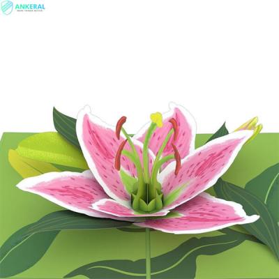 China Buy Beautiful Lily Bloom Pop-up Cards Super Surprising 3D Pop-up Cards for Mother’s Birthday for sale