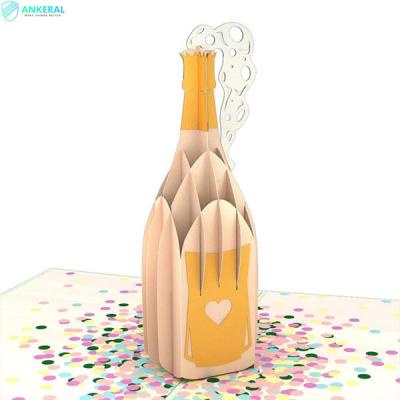 China Personalized Champagne 3D Pop-up Cards Best Father’s Birthday for Party Celebration Gift for sale