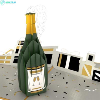 China Vintage Wine 3D Pop-up Cards Best Happy Birthday Party Celebration Greeting Cards for Dad for sale