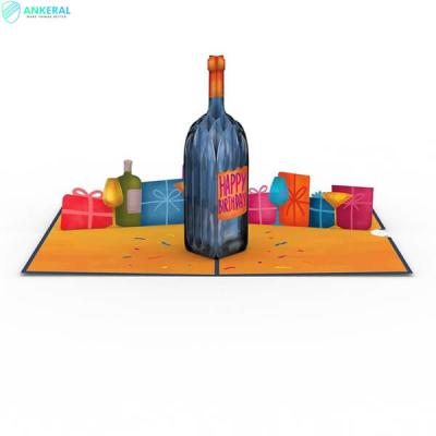 China Champagne Celebration 3D Pop-up Cards Best Birthday Party Blessing Cards for Friends for sale