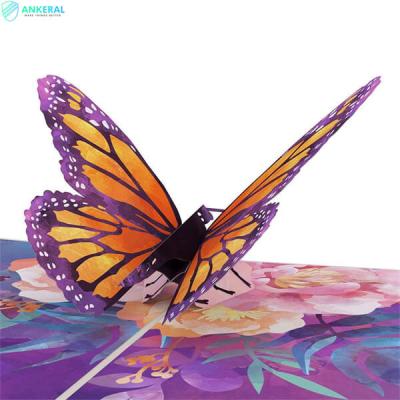 China Cheap Price Monarch Butterfly 3D Pop-up Card Factory Best Selling Top 50 Birthday Blessing Card for sale