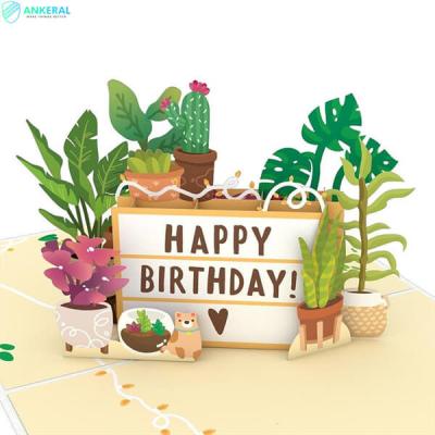 China Happy Birthday Plants 3D Pop-up Card Best Birthday Blessing Card Gift for Parents for sale