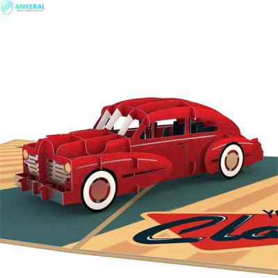 China Happy Birthday Classic Car 3D Pop-up Card Big Surprising Birthday Blessing Card for Boys for sale