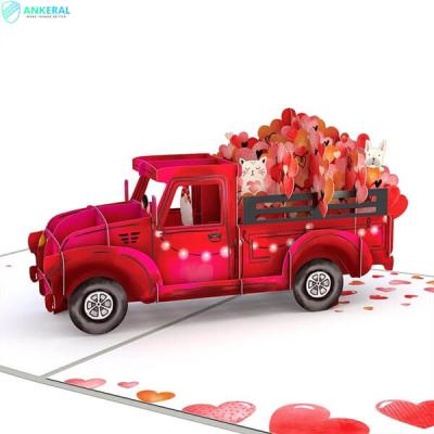 China Love Delivery Truck 3D Pop-up Card Valentine’s Day Best Blessing Card for Lovers for sale