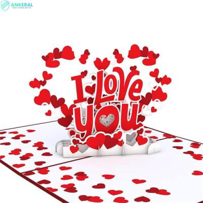 China I Love You 3D Pop-up Card Best Valentine’s Day Pop-up Card Gift Showing Love to my Lover for sale