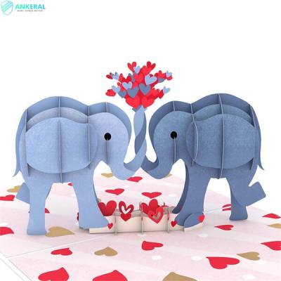 China Love Elephants 3D Pop-up Card Best Valentine’s Day Pop-up Card Showing Love to my Girlfriend for sale