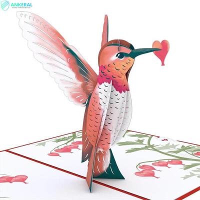 China Valentine’s Day Hummingbird 3D Pop-up Cards Best Blessing Card Gift for Parents for sale