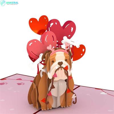 China My Favorite Human Friend Love Dog 3D Pop-up Card Best Valentine’s Day Gift for Kids for sale