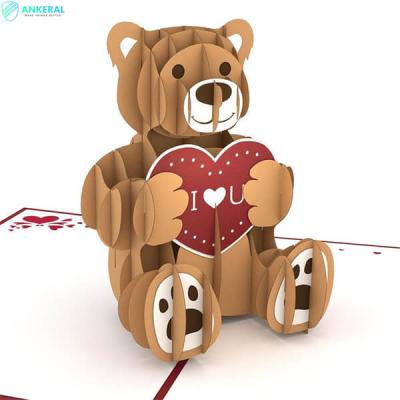 China Valentine’s Day Love Bear 3D Pop-up Card Best Blessing Love Card for My Wife for sale