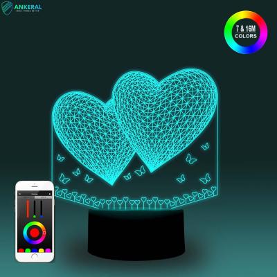 China Love Heart Shape 3D Desk Lamp Best Promotional Gifts Half Price on Sale for sale