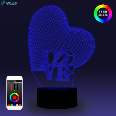 China Love Heart 3D Atmosphere Night Light Fantastic Creative New Designs for sale