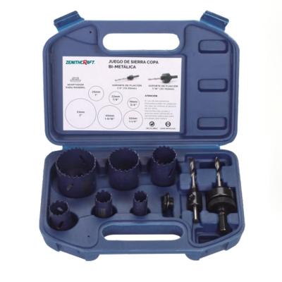 Quality Bi Metal 9 Piece Hole Saw Kit 64-69HRC M42 HSS Co8% Teeth Material for sale