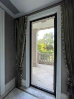 China Manual Retractable Sliding Door with 1.2mm Square Frame Profile for sale