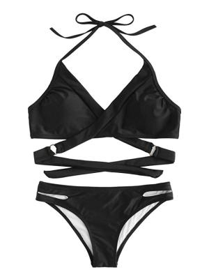 China Women Swimsuit Push up Bikini Swimwear Solid Swimming Suit Separate Female Swimsuit Bathing Suit Bikinis for sale