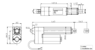 China DC Actuators 24V 12V IP66 45dB Low Noise 200KG Max. Thrust 50mm - 600mm Stroke for sale