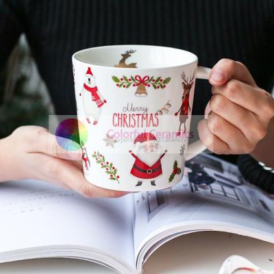 China breakfast ware christmas ceramic lovely mug gold decal coffee cup milk mug water mug homeuse mug for sale