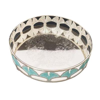 China Custom Home Decorators Serving Tray Round Storage Trays Hotel Decorative Trays for sale