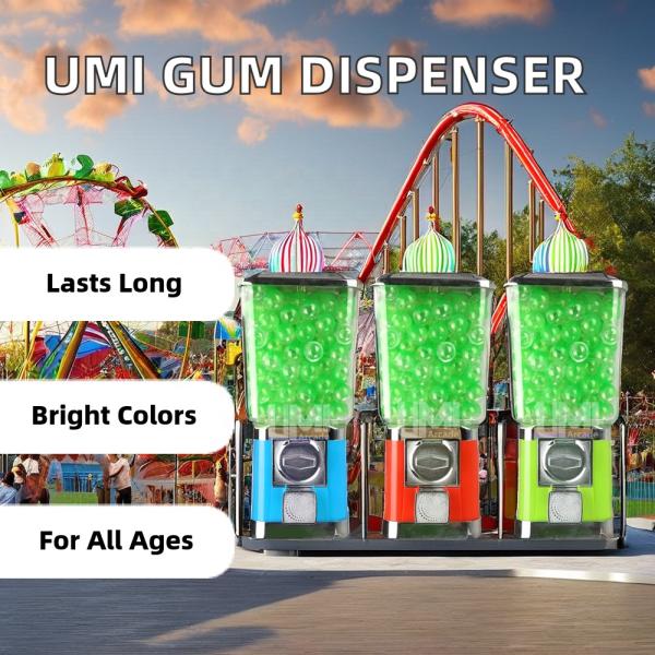 Quality UMI Colorful Bubble Gum Candy Dispenser Mini Square Pinball Machine Toy Metal for sale