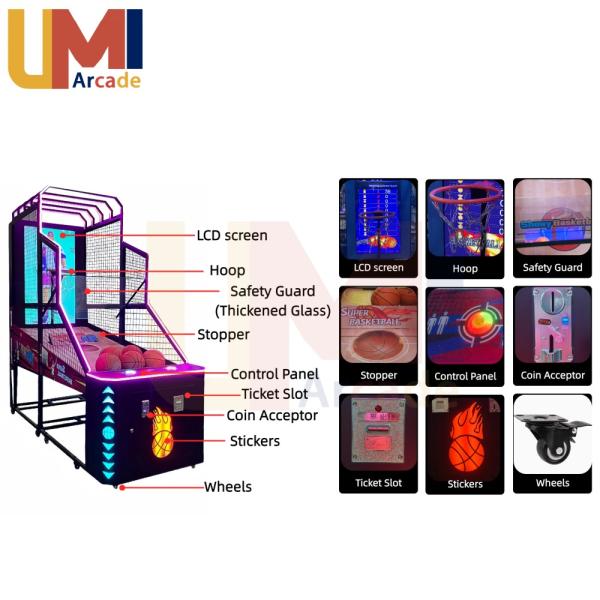 Quality Coin Operated Basketball Arcade Game 55 Inches HD Display Interactive Adult for sale