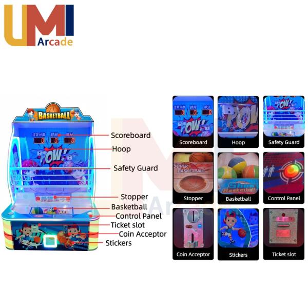 Quality Kids Mini Basketball Shoot Machine Coin Operated Basketball Arcade Game for for sale