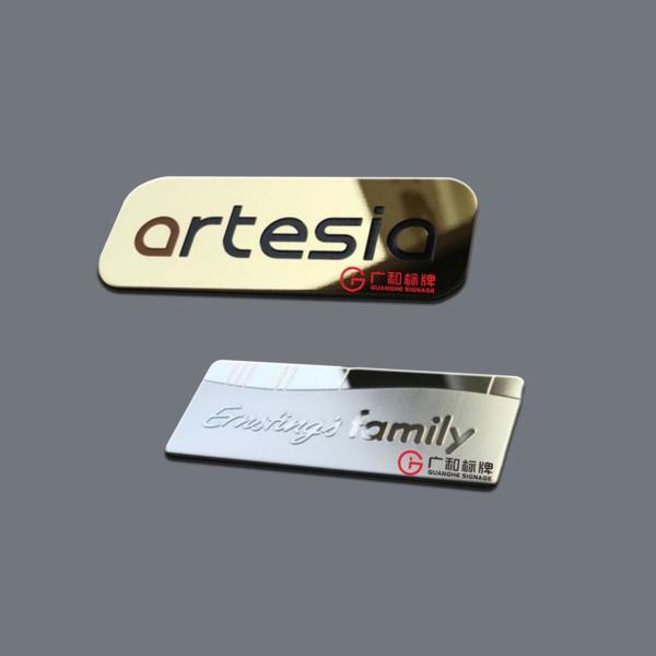 Quality Precision Chemical Etched Thin Metal Nameplates with Logo Customized for sale