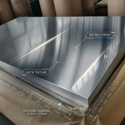 China 430 Brushed Stainless Steel Sheet No.4 Finish Satin Magnetic Ferritic 0.4mm-3.0mm for sale