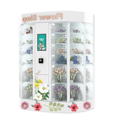 China Round Flower Dispenser Fridge Vending Machine With Smart Cooling Locker 120V for sale