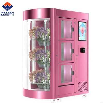 Space-Saving And Compact Design Flower Vending Machine With Refrigerator