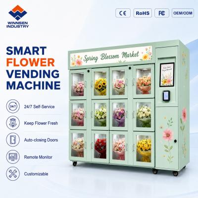 China Refrigerated Fresh Flower Vending Machine with 15.6-inch Touchscreen and Remote Monitoring for Supermarkets for sale
