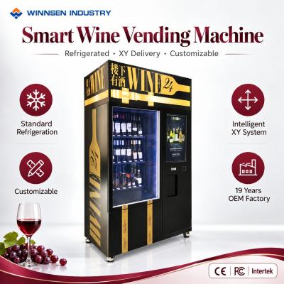 China Winnsen Wine Vending Machine with XY Smart Basket No Drop Gentle Bottle Delivery for sale