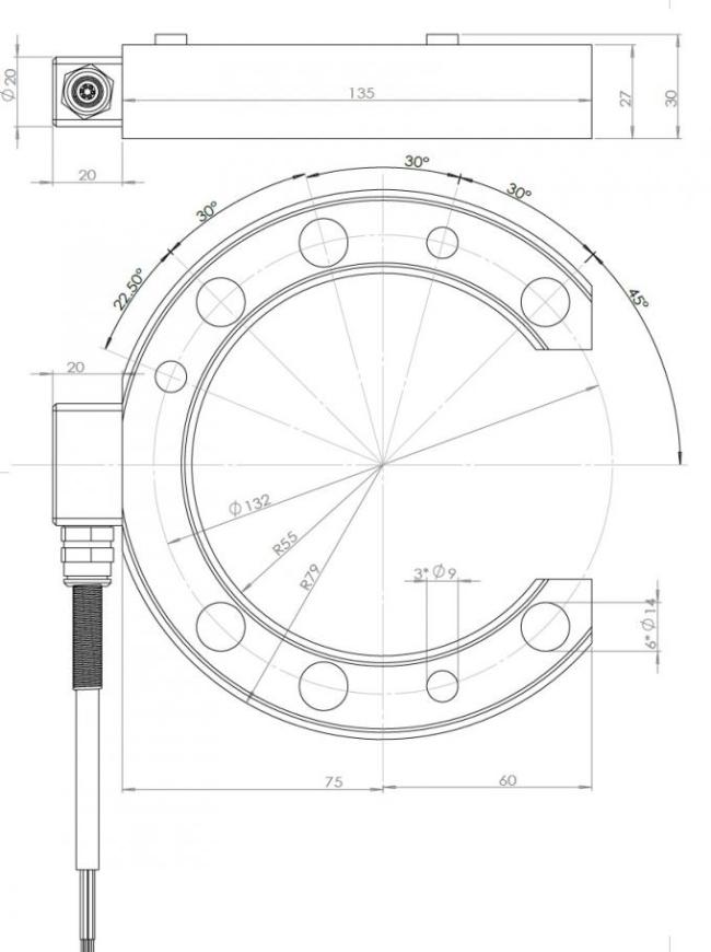 Aluminum Alloy CHCO5 15t Flange Pressure Load Cell 0