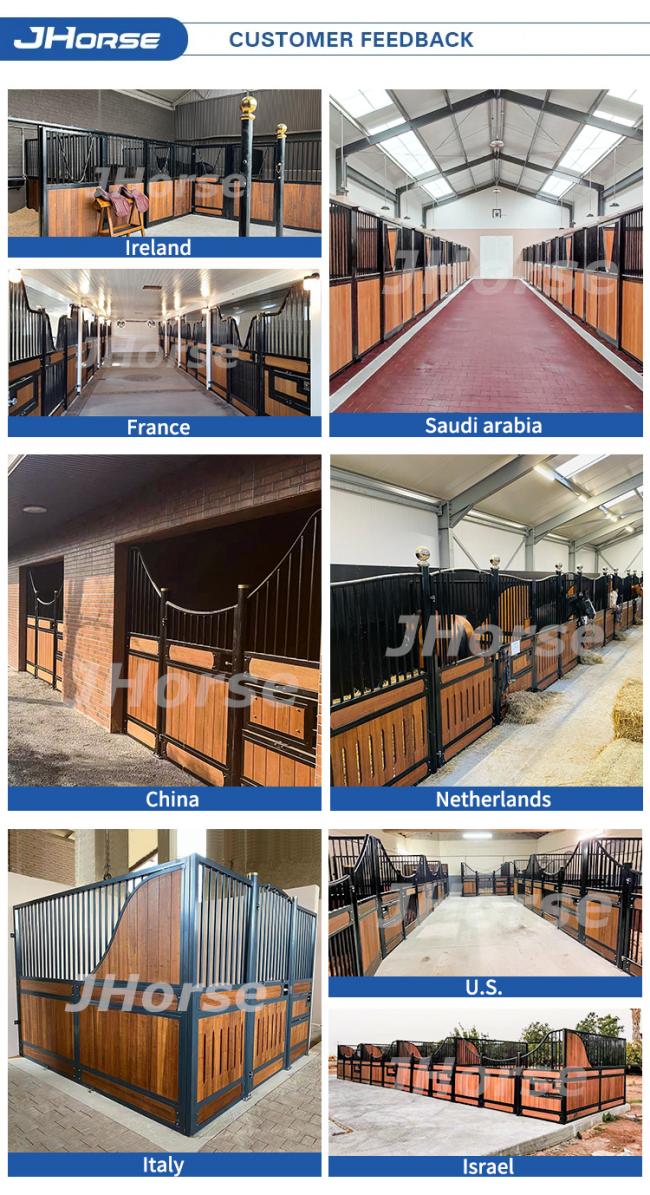 Custom bamboo wood horse stable with sliding door and feeder