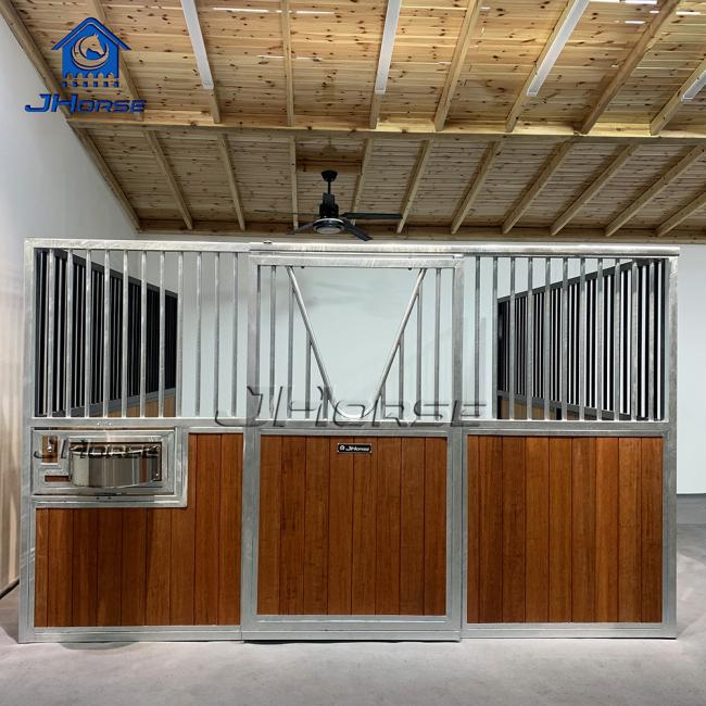 Custom bamboo horse stable front with socializing window