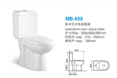 China Convient and washdown two piece toilet MB-608 for sale