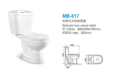 China Economic bathroom toilet good quality accessories washdown Two piece WC MB-617 for sale