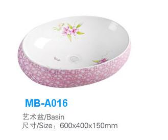 China Oval shape art modern basin print design Counter top ceramic hand wash Basin MB-A016 for sale