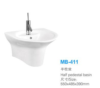 China Wall-hung Basin sanitary ware Basin with Half Pedestal MB-411 for sale