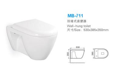 China Wall hung concealed WC ceramic wall hung dual flush toilet in white MB-711 for sale
