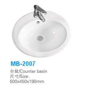China Porcelain Above Counter Wash Basin Sizes In Inches Round Wash basin MB-2007 for sale