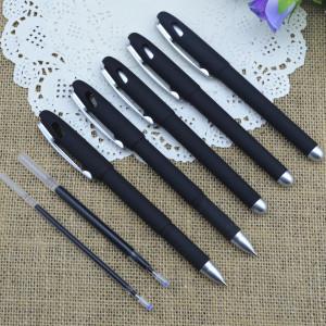 China Gel pen,Promotional gel-ink pen with cap, Black rubber gel-ink pen for sale