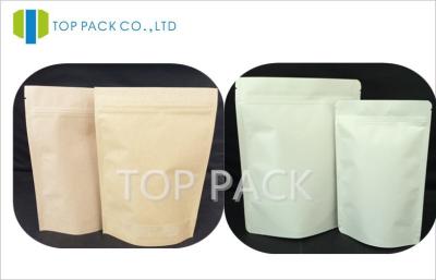 Cina Brown/abitudine bianca della carta kraft Ha stampato la chiusura della serratura dello zip delle borse di caffè in vendita