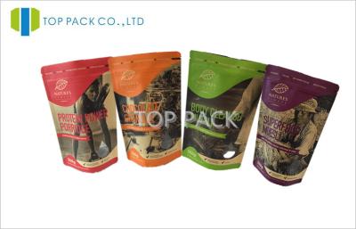 Cina la chiara nutrizione superiore dei sacchetti della carta kraft Della finestra 350g sta sulle borse per alimento in vendita