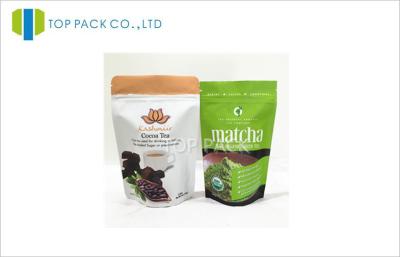 Cina L'imballaggio per alimenti verde su misura sta sulla cima dello zip della borsa per l'imballaggio di Matcha in vendita